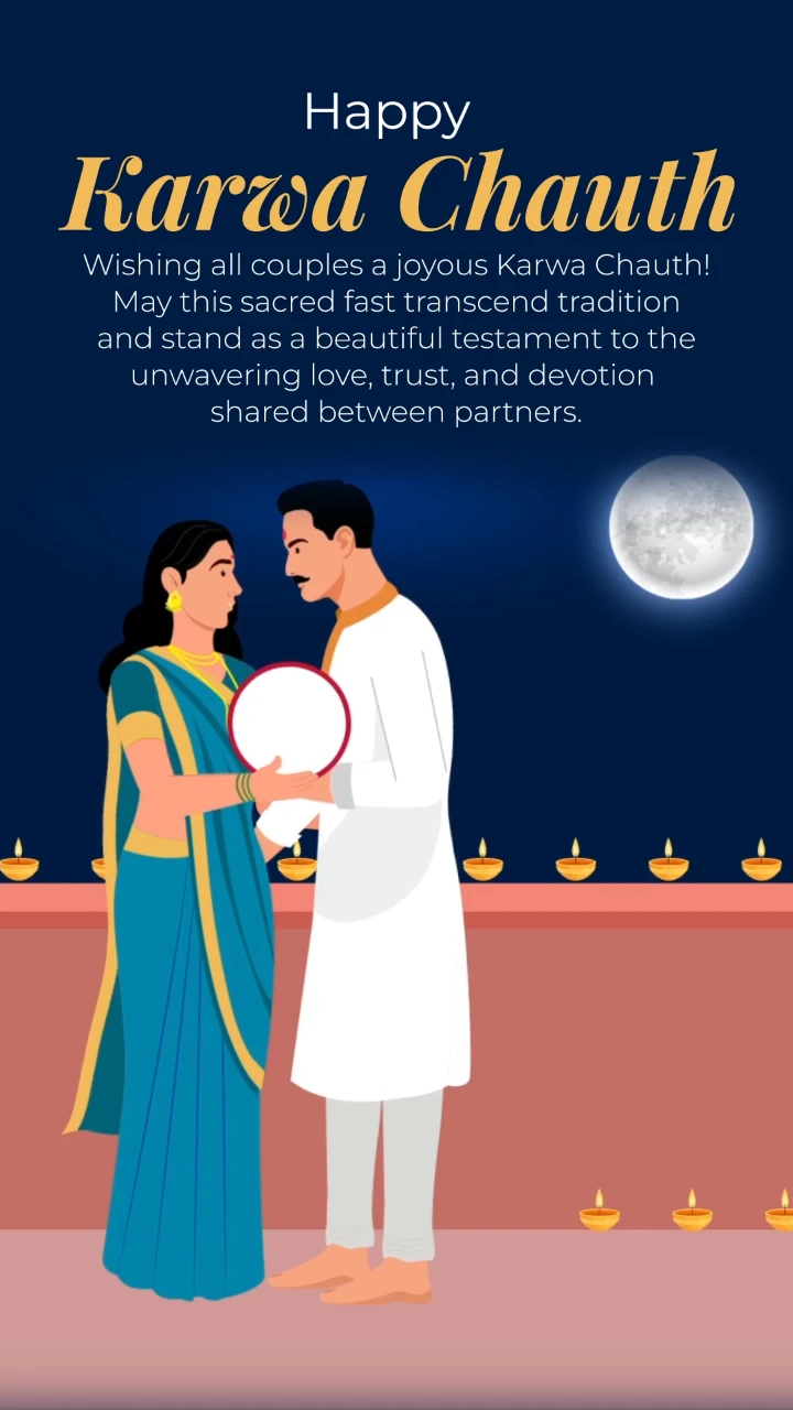 Happy Karwa Chauth Greeting Card | Moon Sighting Ritual Post